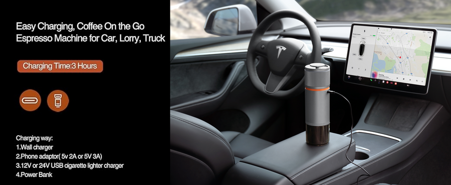 Portable Coffee Machine Travel - 12v Car Espresso Maker with Battery f ...