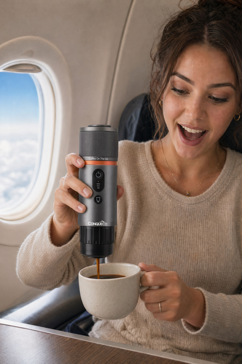 CONQUECO Self-Heating Portable Espresso Machine | Travel Coffee Maker